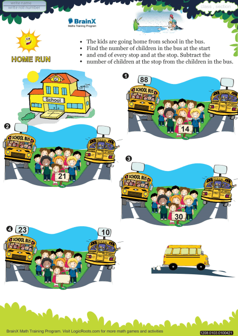 Home Run Math Worksheet For Grade 1 Free Printable Worksheets